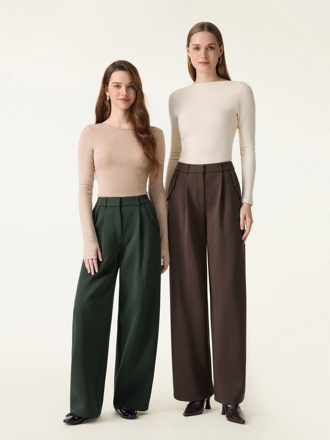 OGL Cozy Knit High Rise Fly-Front Barrel Leg Trousers – OGLmove