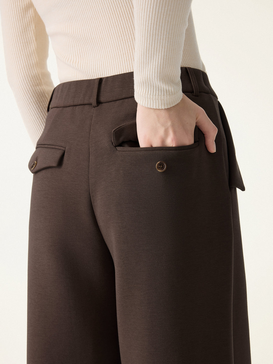 OGL Cozy Knit High Rise Fly-Front Barrel Leg Trousers – OGLmove