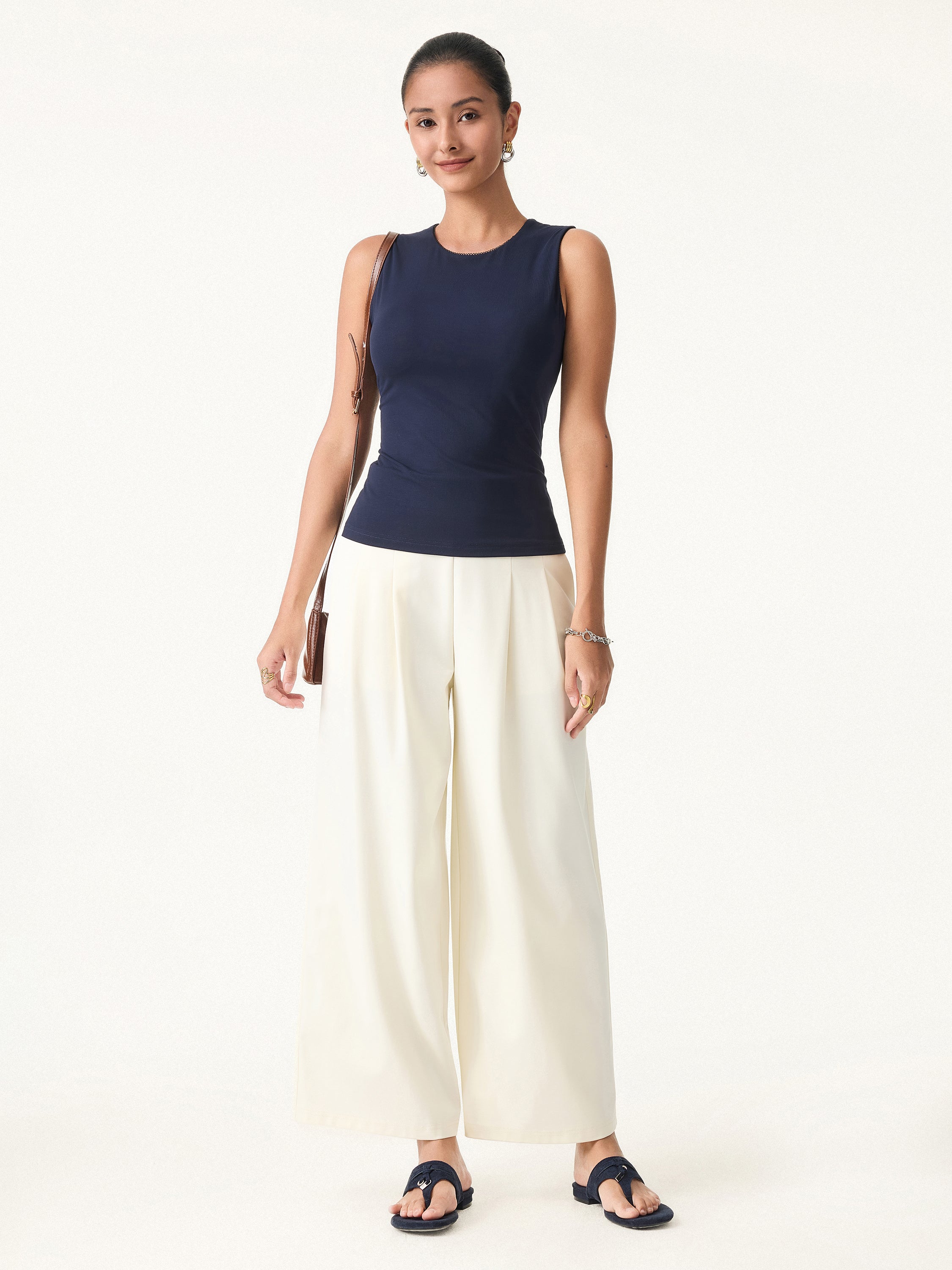 OGL Round Neck Wide Shoulder Brami with Scallop Trims – OGLmove