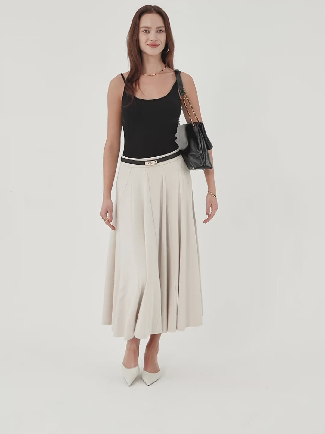 OGL Soft Draped Breathable Lyocell Blend Volume Skirt with Pockets ...